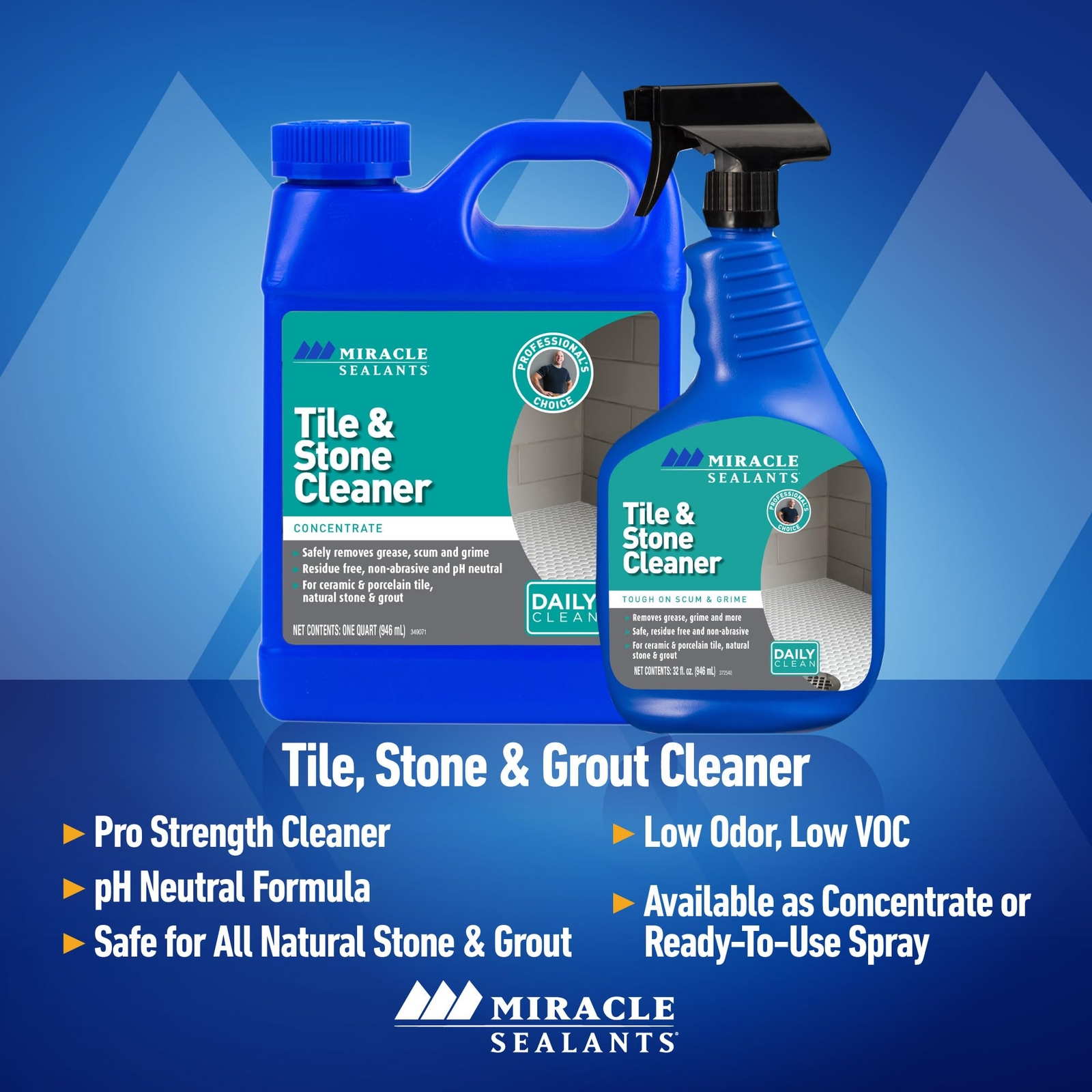 Miracle Sealants Tile Stone Cleaner 128oz Safe Nontoxic for Interior ...