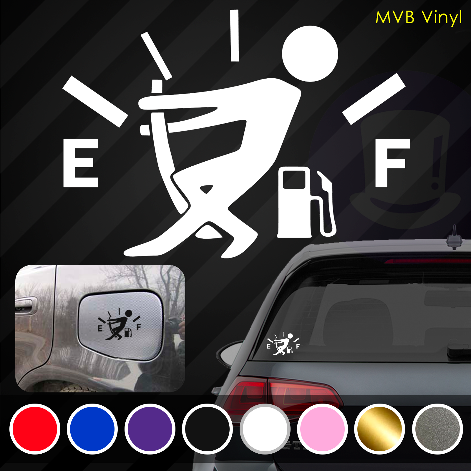 Low Gas Guy Funny Vinyl Decal Car Truck Sticker | Stickman Fuel Door ...