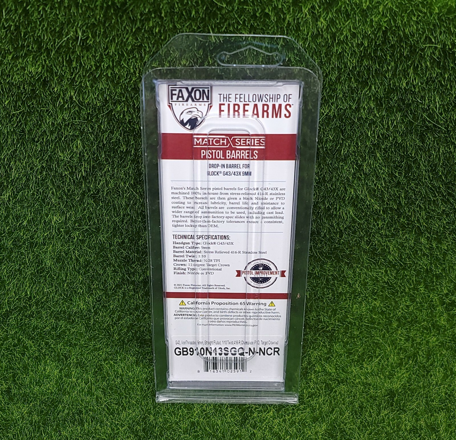 Faxon Match Fluted Drop-In 9mm Barrel for Glock 43 43X, Chameleon PVD ...