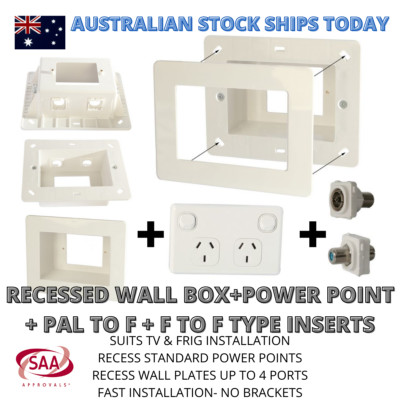 Recessed Power Point Box For TV AV with Double GPO, F to F & PAL to F ...
