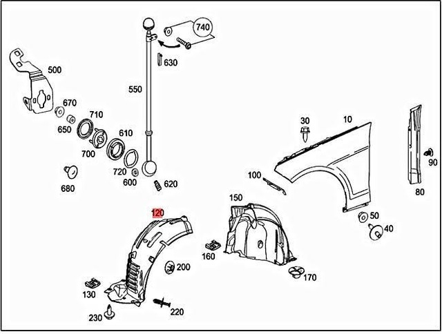 MERCEDES Mercedes-Benz Oem-front Fender Liner Splash Shield Left ...