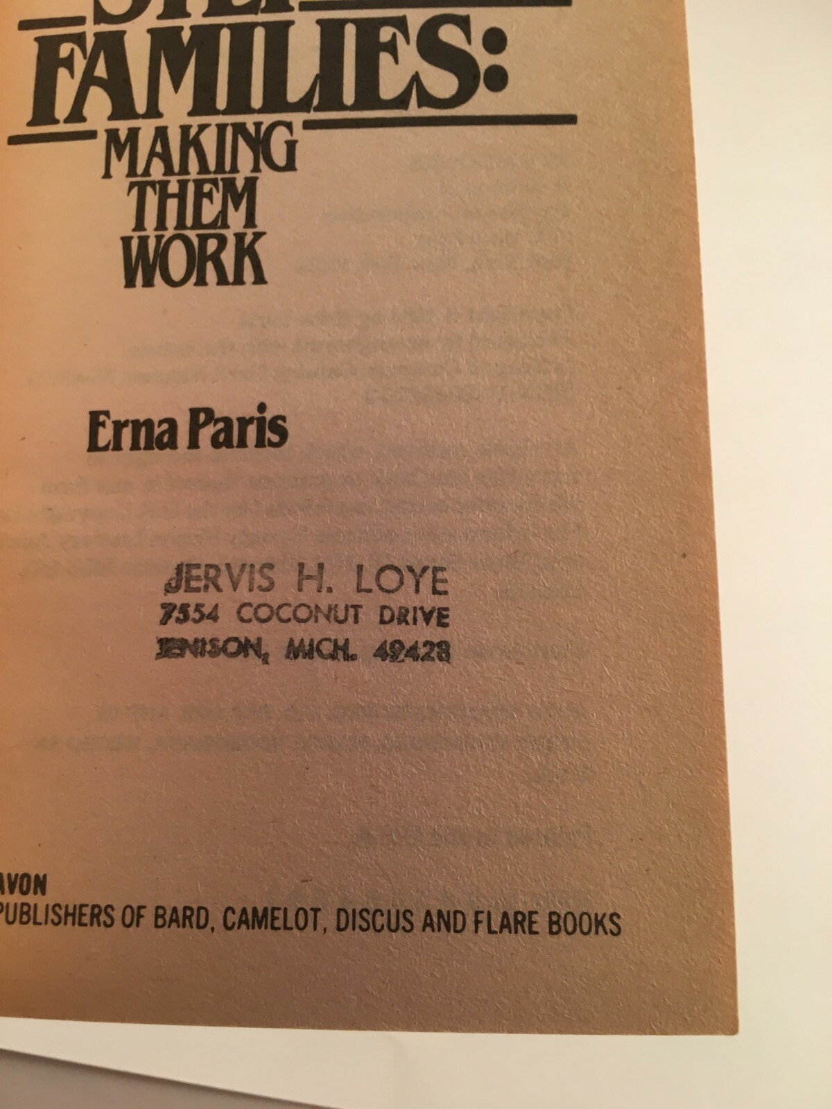 Stepfamilies Making Them Work by Erna Paris Vintage 1985 Paperback ...