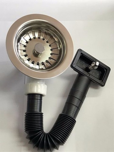 Kitchen sink Basket strainer waste with rectangle overflow | eBay UK