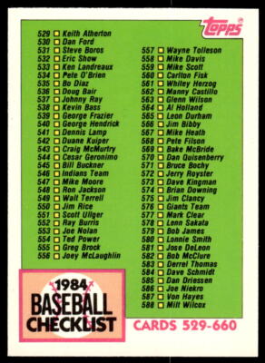 1984 Topps #646 Checklist: 529-660 BASEBALL CL | eBay