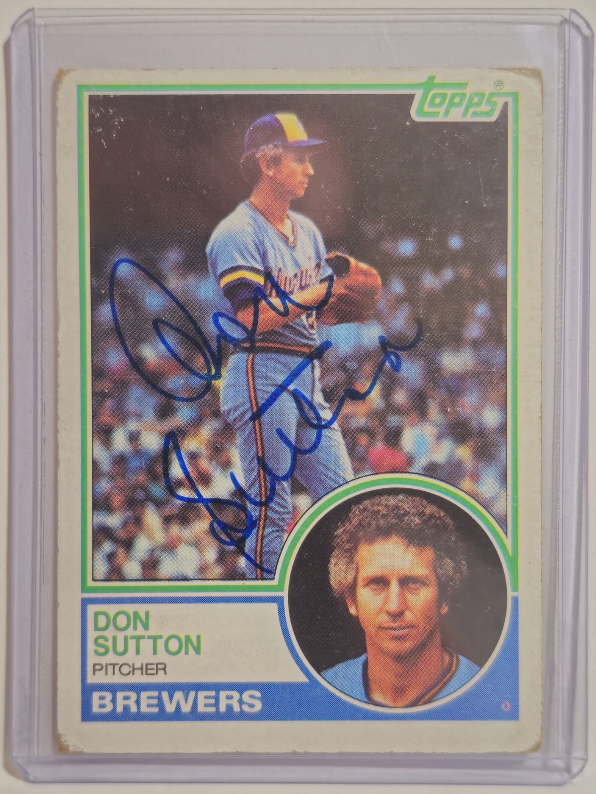 1983 BREWERS Don Sutton signed card Topps #145 AUTO Autographed HOFer ...