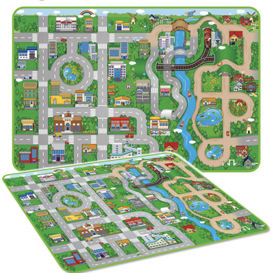 Giant Kids City By The River Playmat Cars Road Carpet Rug EVA Foam Toy ...