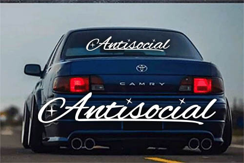 Antisocial Windshield Decal Sticker Euro Car Truck lowered JDM Kanji ...