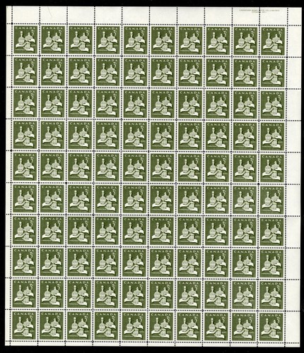 CANADA SHEET - Scott 443 - NH - UR Plate 1 - 3¢ 1965 Christmas (.009 ...