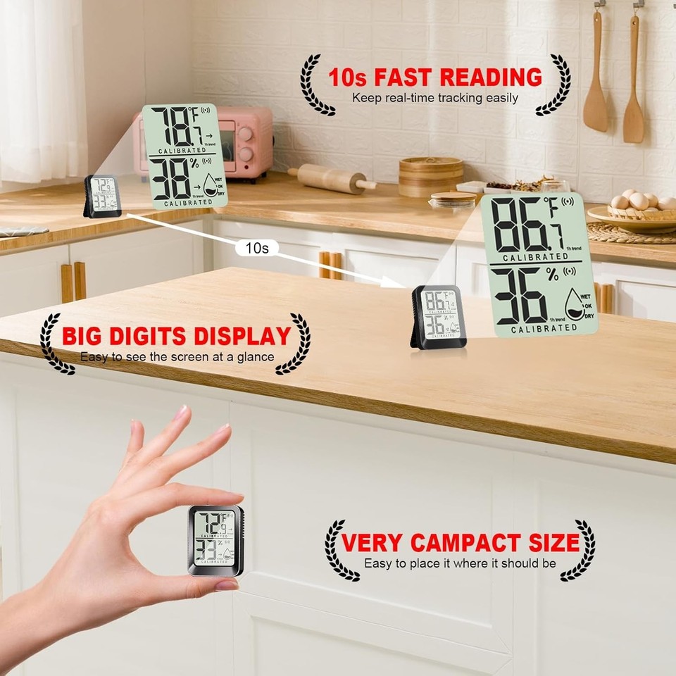 3 Pack Digital Indoor Thermometer Hygrometer Mini Temp Humidity Gauge ...