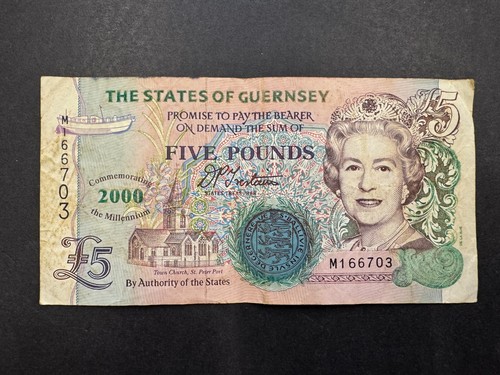 Very Rare Guernsey £5 Pounds "Millennium" Banknote 2000 (1) LOT:0902 ...