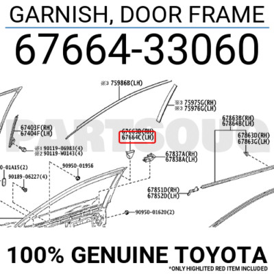 6766433060 Genuine Toyota GARNISH, DOOR FRAME 67664-33060 | eBay