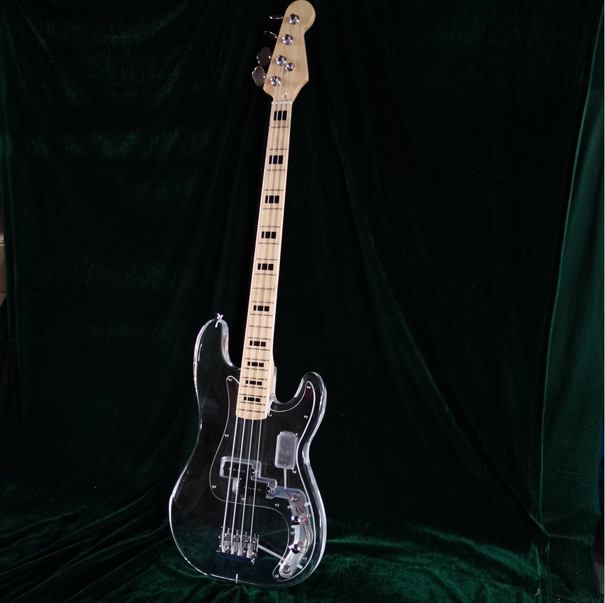 Colorful LED Light 4 String PB Electric Bass Guitar Acrylic Body Maple ...