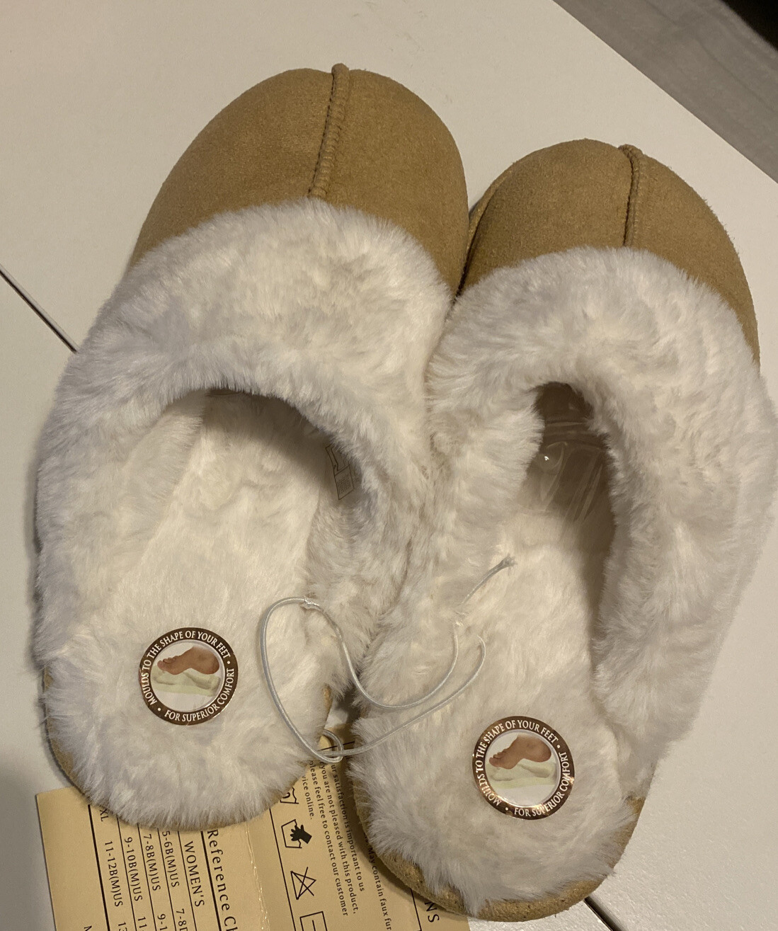 Dena lives Memory Foam Slippers Women Slip On, Beige Fluffy Slippers ...