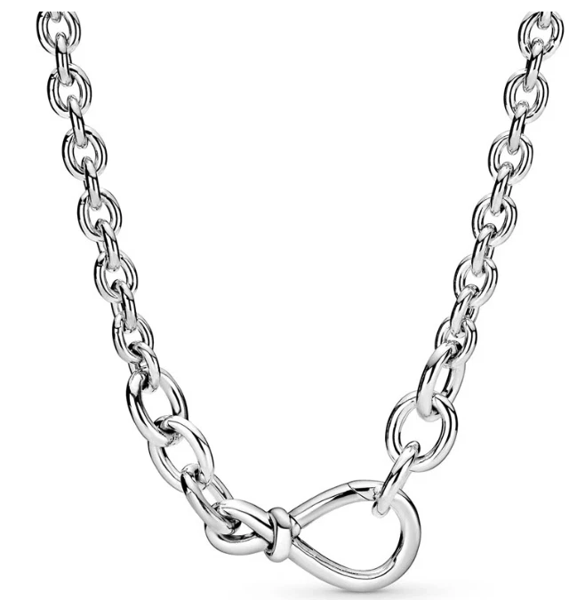 Infinity Link Chain With Black In Sterling Silver, 22
