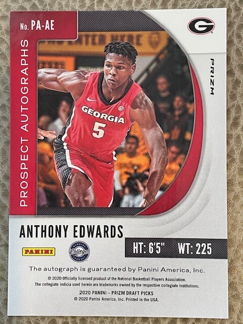 Anthony Edwards 2020 Prizm Draft Picks Rookie Auto #PA-AE Georgia | eBay
