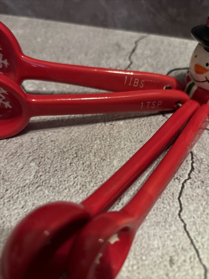 Snowman Ceramic Measuring Cup And Measuring Spoon Sets Preowned | eBay