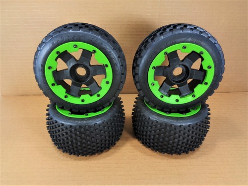 Rovan Green Beadlock Wheels 24mm Rims and Dirt Buster Tires HPI Baja ...