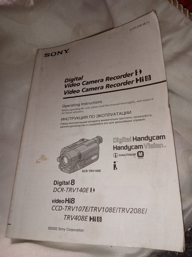 NICE SONY INSTRUCTION MANUAL FOR CCD TRV107E/TRV108E/TRV208E/TRV408E ...