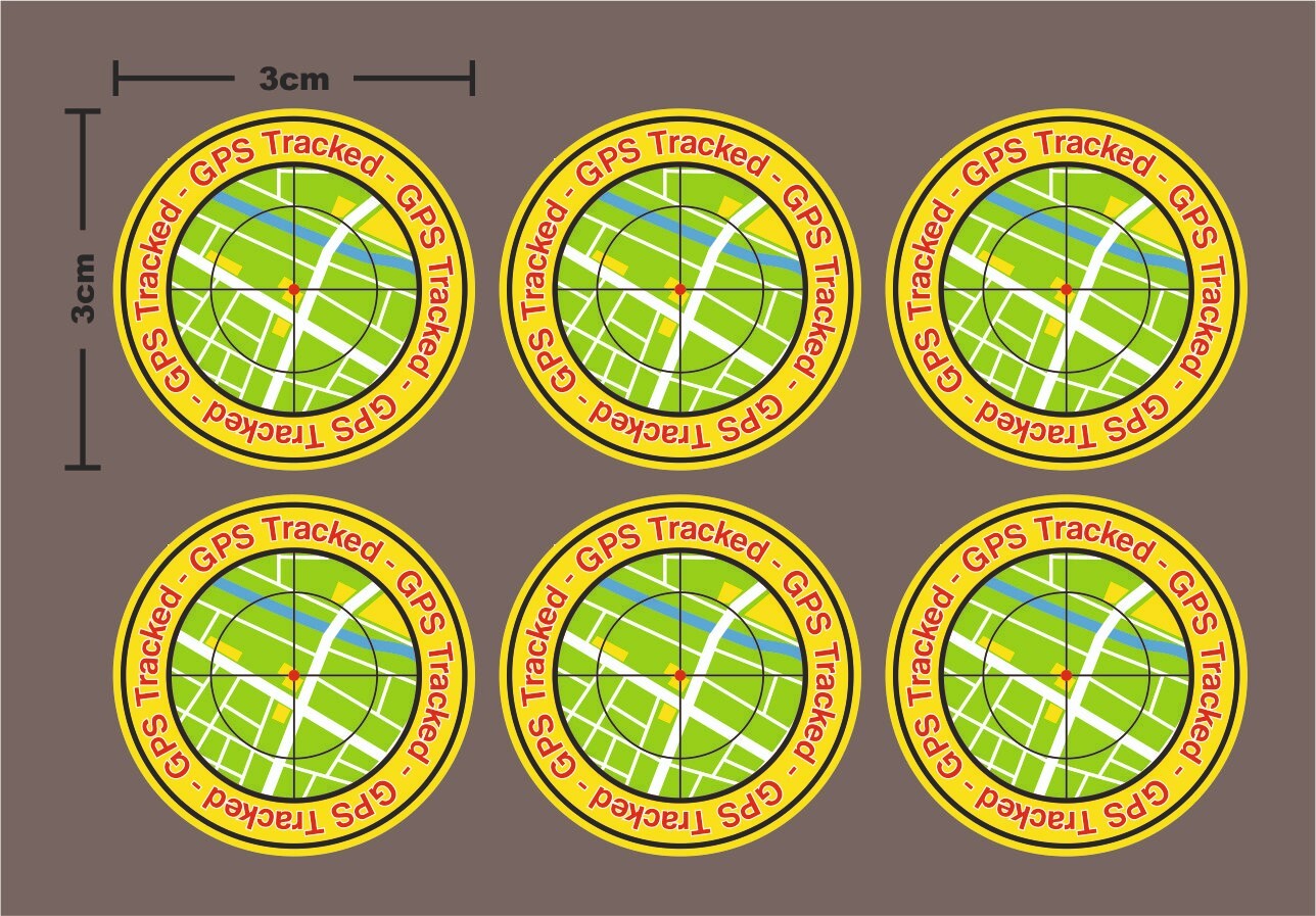 Small Gps Tracked Stickers Notification Warning 3cm (30mm) | eBay UK