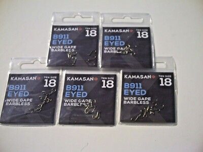 50 x B911 Barbless Eyed Hooks. Size 18. For Small Carp, Tench, Chub ...