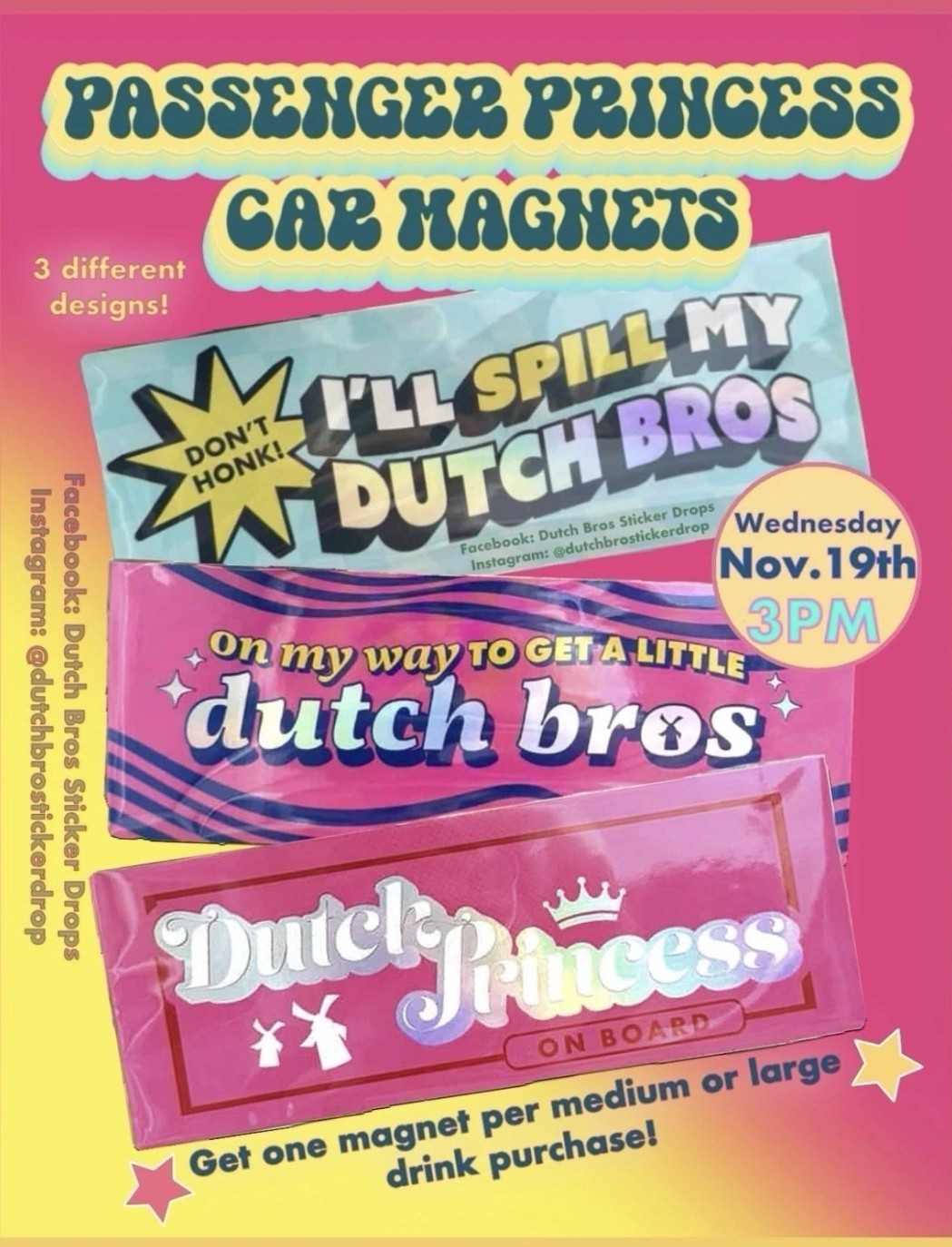 Dutch Bros Nov 19th 2025 Car Magnet Whole Set (3 Different Types) PRE ...