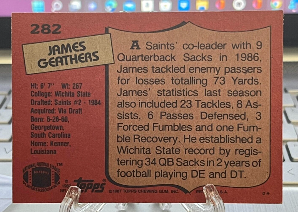 James Geathers 1987 Topps Football New Orleans Saints #282 | eBay