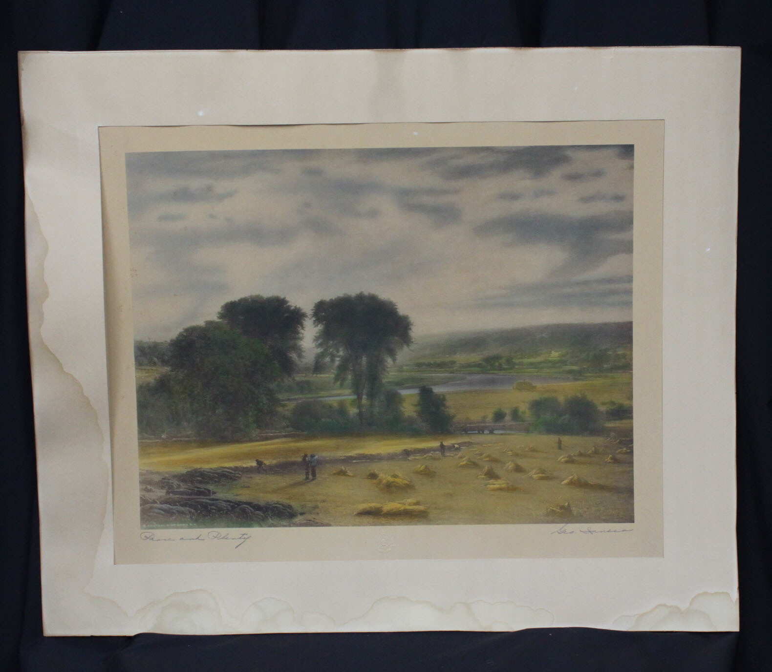 Vtg George Inness Wall Art Print Signed Peace and Plenty Very Old ...