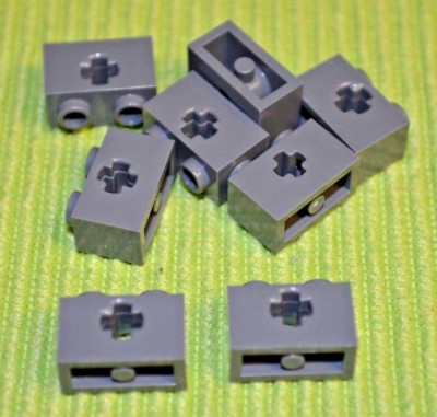 (8) Dark Gray 1x2 Brick with Center "+" Hole Connection ~ Lego ~ NEW ...