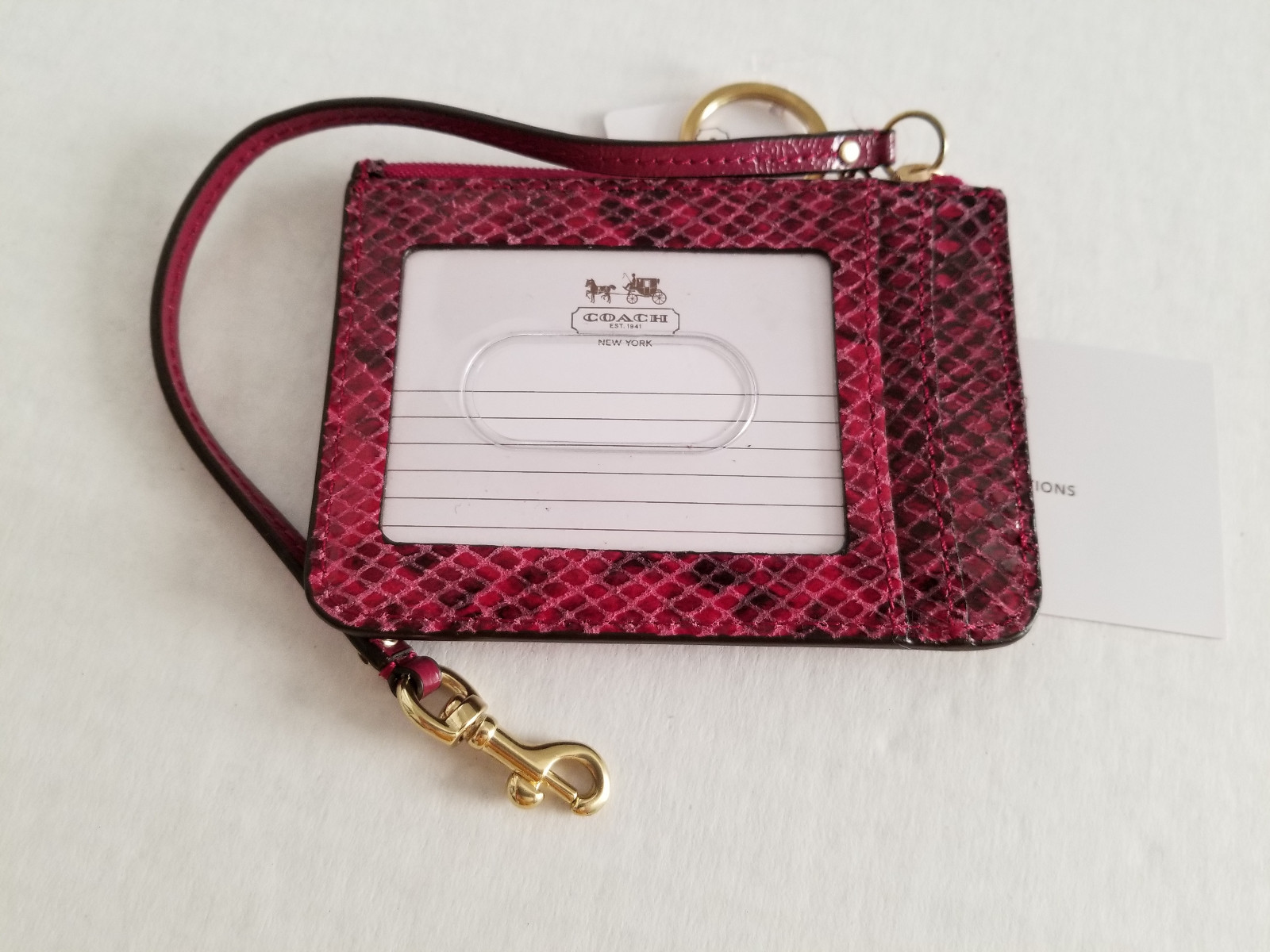 COACH EXOTIC EMBOSSED LEATHER RASPBERRY ID SKINNY WALLET CLUTCH NWT | eBay