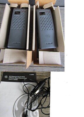 VINTAGE SET of 2 GE 3-5980 4Och CB HANDHELD RADIOS w/CIG ADAPTER ...