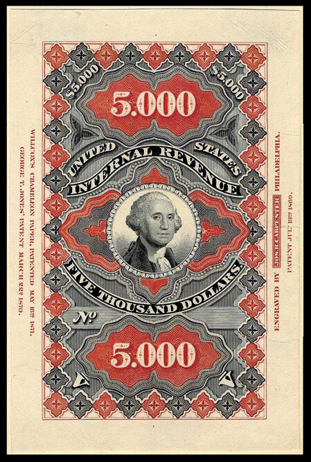 R133ATC Persian Rug $5000 Trial Proofs - 4 varieties Revenue Stamp ...