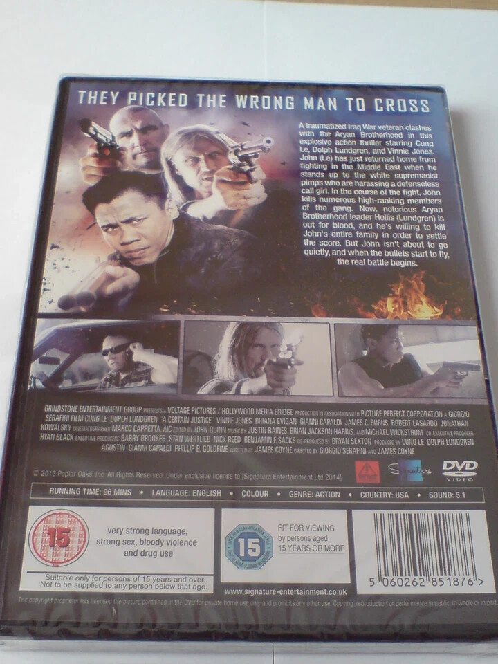 A CERTAIN JUSTICE (DVD REG-2) NEW - DOLPH LUNDGREN/VINNIE JONES | eBay