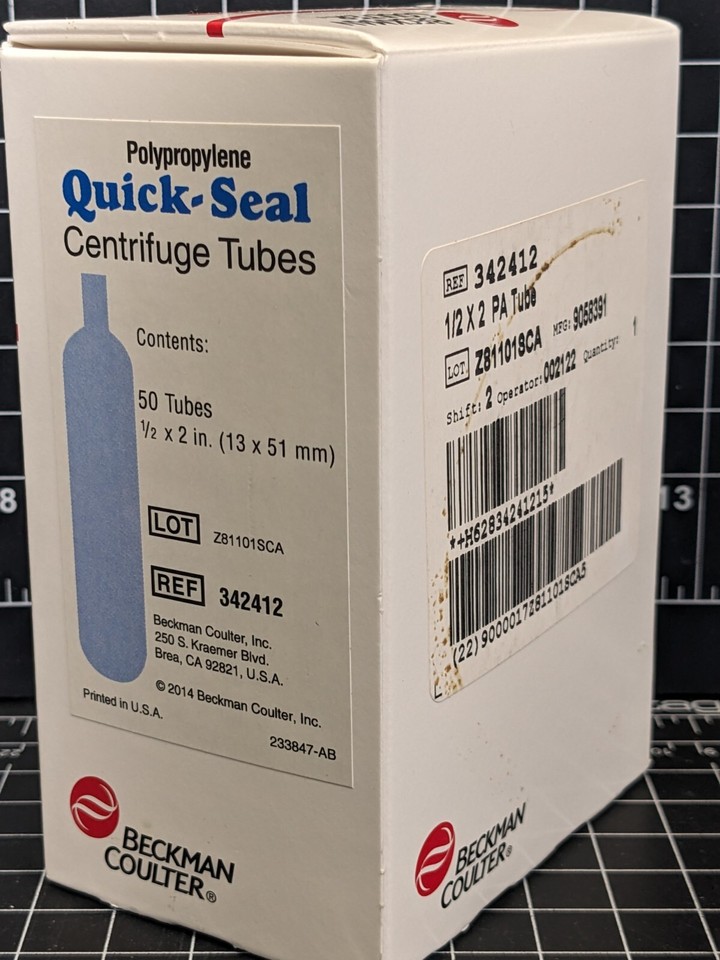 Beckman Coulter Quick-Seal Centrifuge Tubes 342412 1/2" x 2" 13x51mm ...
