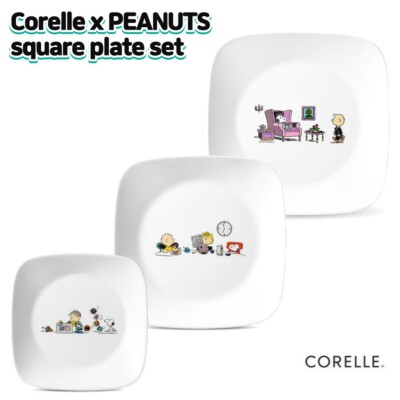 Corelle x Peanuts Snoopy The Home Square Plate 3p set/ | eBay