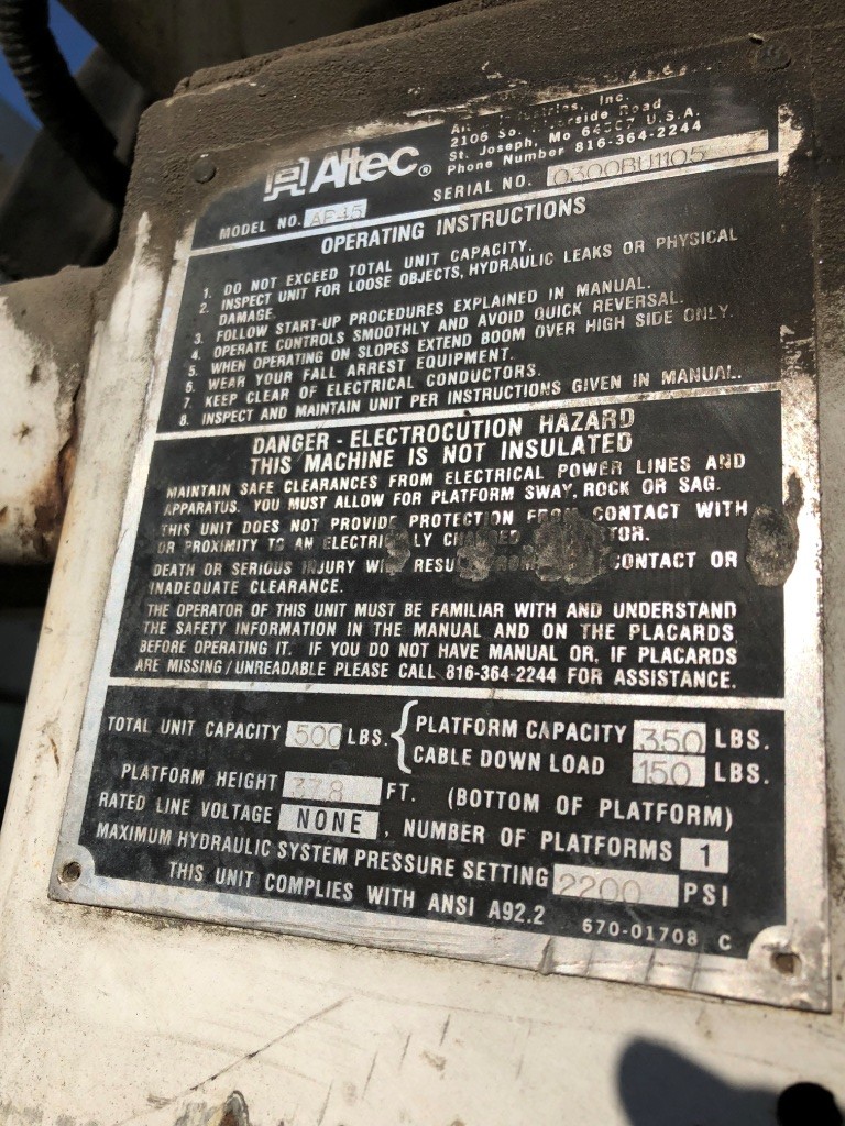 2000 Chevrolet C8500 RETIRED FLEET TRUCK w ALTEC AP45 POSI PLUS CAT ...