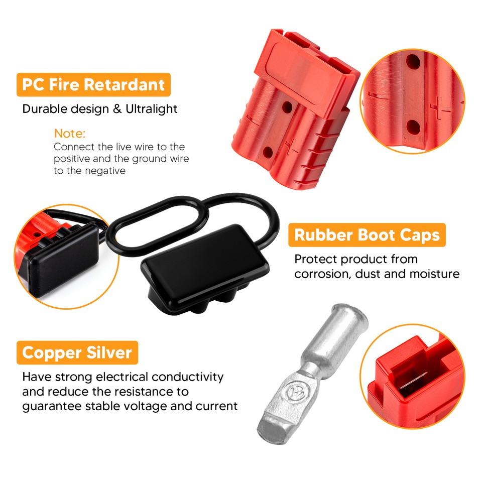 4x50A Quick Battery Connector Winch Trailer Connect/Disconnect Wire ...