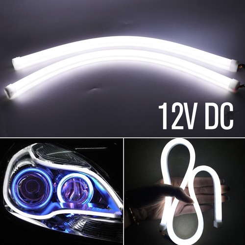 2Pcs Soft Tube Car LED Strip DRL Daytime Running Light Eyebrow 60cm ...
