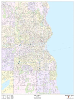 Milwaukee County, Wisconsin Laminated Wall Map (MSH) | eBay