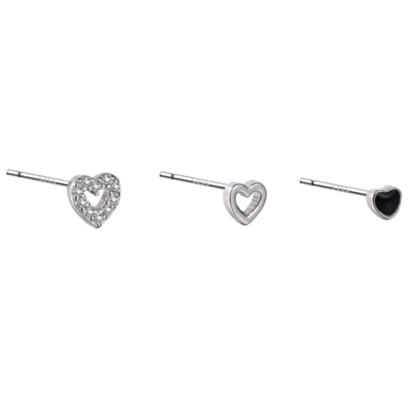 3Pcs/set Love Heart Stud Earrings Women's Earrings Mini Delicate ...