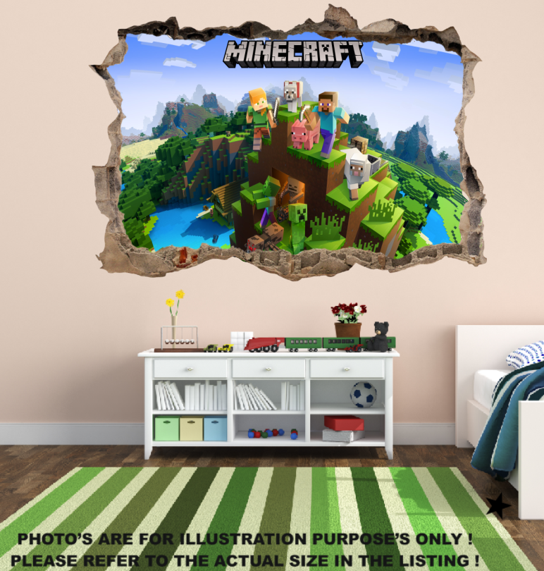 Minecraft Wall Stickers Minecraft Wall Sticker Caved In Wall