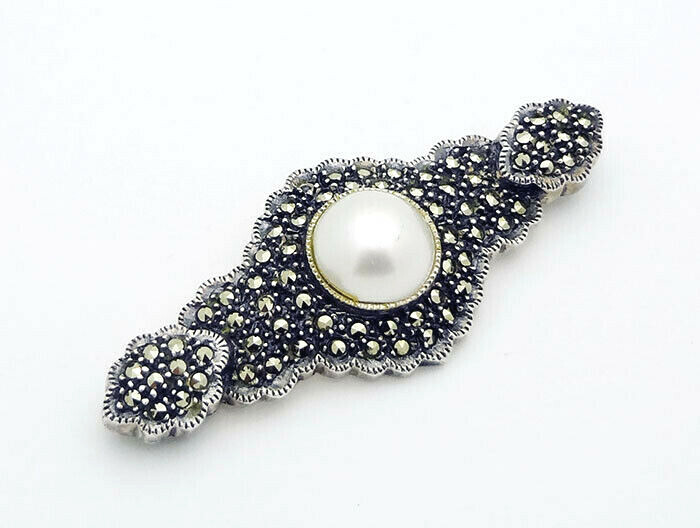 Vintage Judith Jack Marcasite Pin Brooch in Sterling Silver | eBay