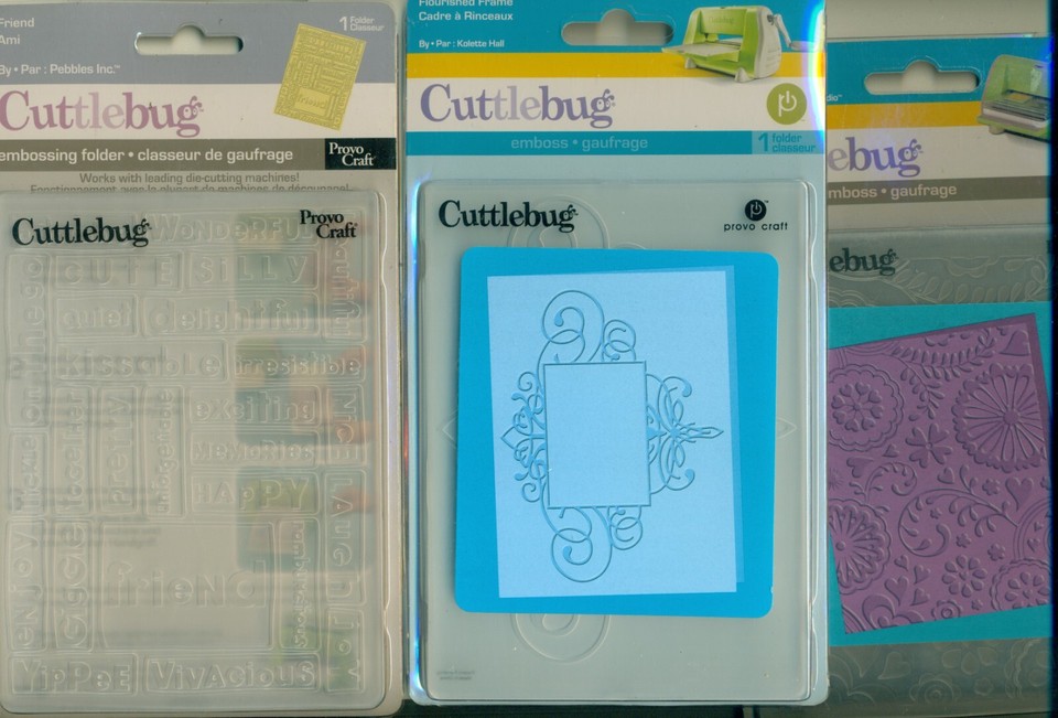 3 Embossing Folders Lot Floral Fantasy Friend Frame Scrapbook Card ...