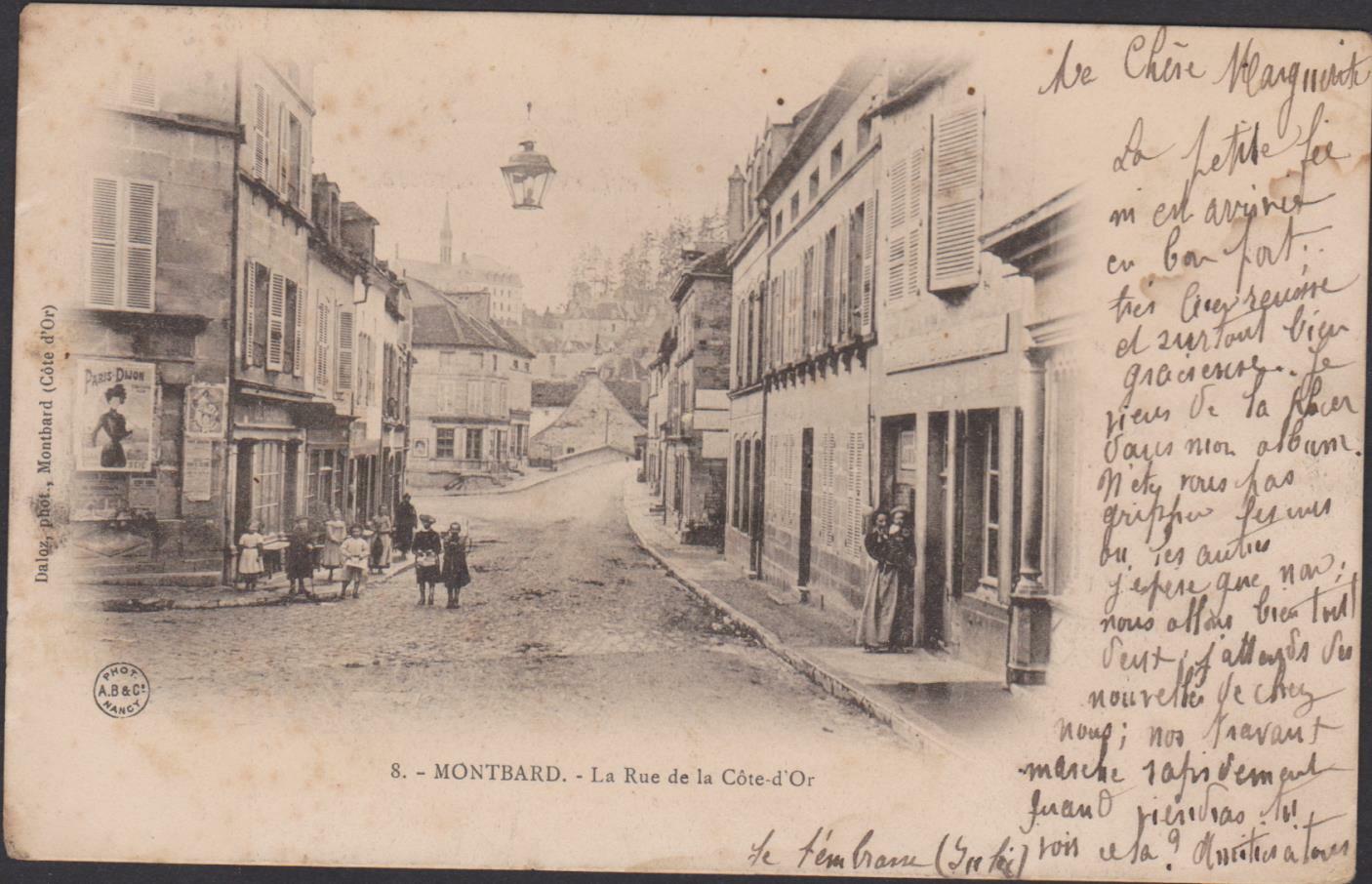 CPA CARTE POSTALE ANCIENNE MONTBARD (21) LA RUE DE LA COTE D'OR/Animée ...
