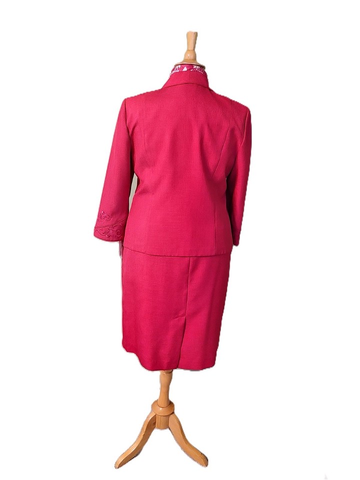 KORET Fuchsia Textured 2-Piece Business Career Church Skirt Suit w ...