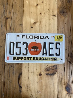 Vintage Florida - Support Education - US Car License Plate 053 AES ...