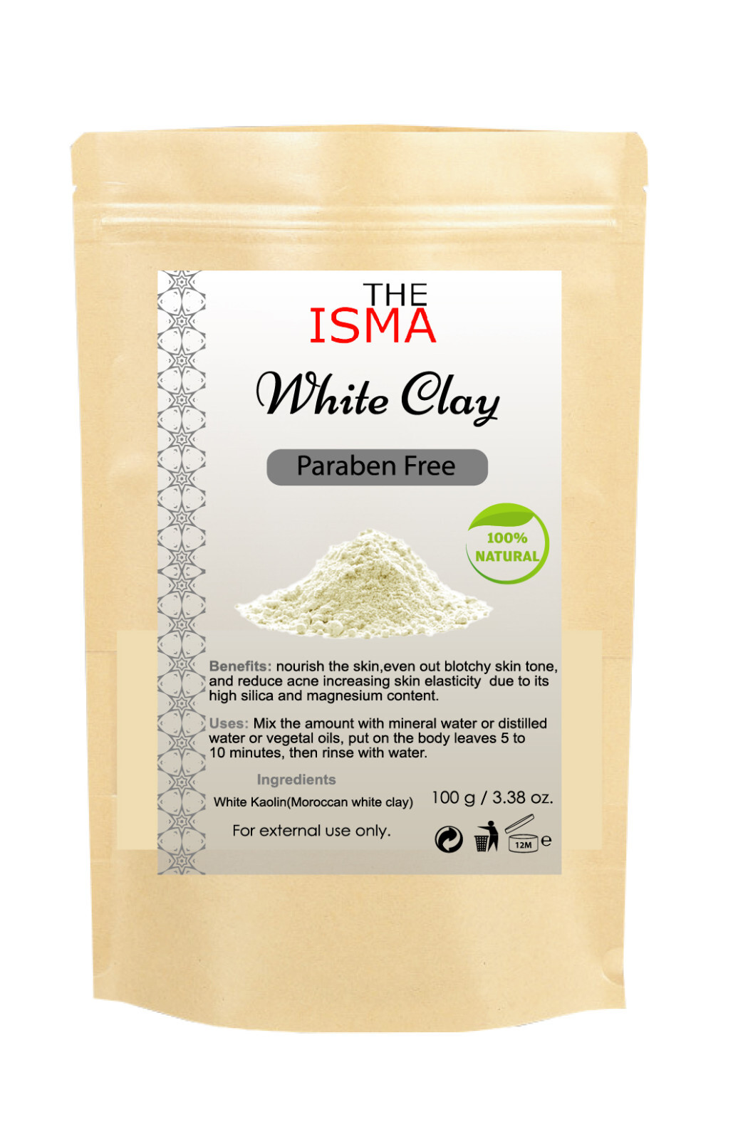 Clay Mask, Green, Red, White and Ghassoul Powder Clay Facial Mask for ...