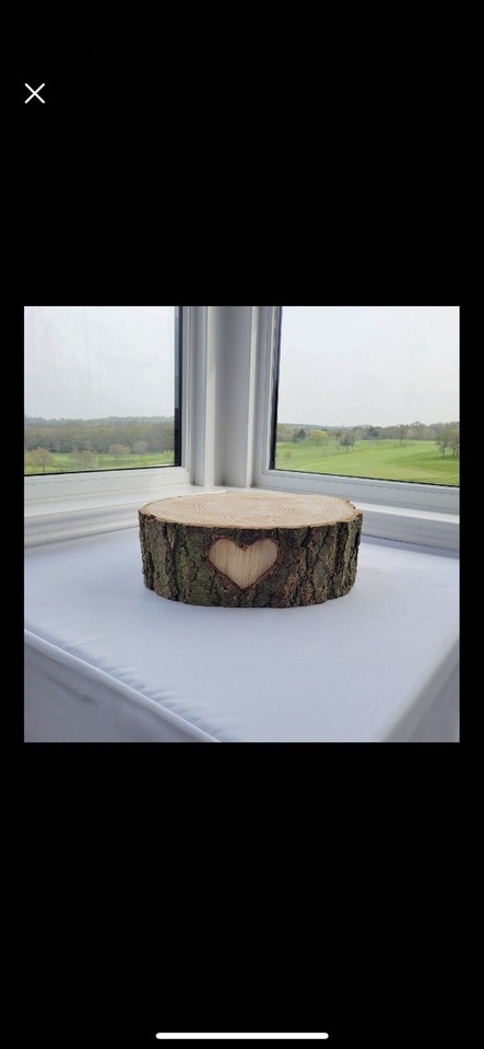 Wooden log cake stand with personalised option, rustic wedding cake log ...