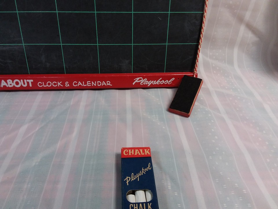 Playskool Turnabout Clock & Calendar Chalkboard W/ original chalk | eBay