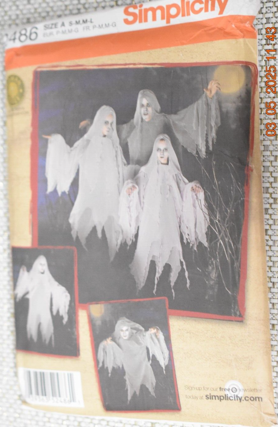 Simplicity 2486 Unisex Ghost Costume Sewing Pattern Uncut for sale ...