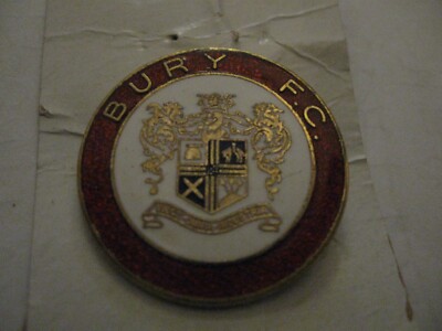 RARE OLD BURY FOOTBALL CLUB LARGE MOTTLED RED ENAMEL BROOCH PIN BADGE ...
